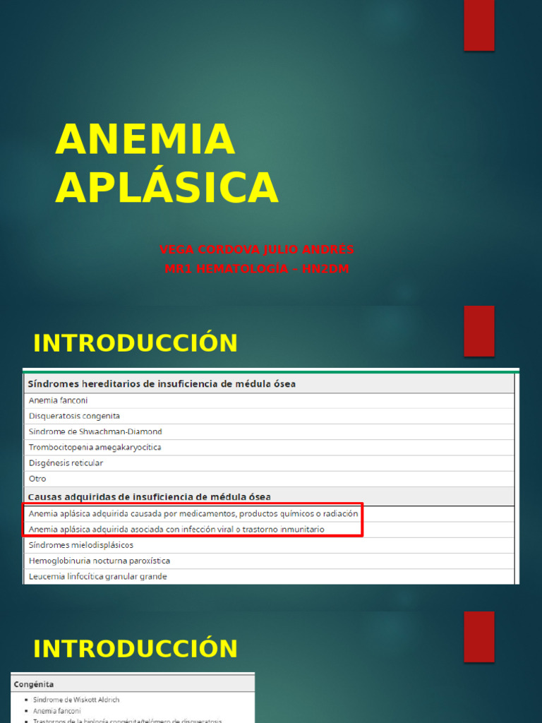 Anemia Aplásica: Diagnóstico y Tratamiento | PDF | Hematología | Anemia