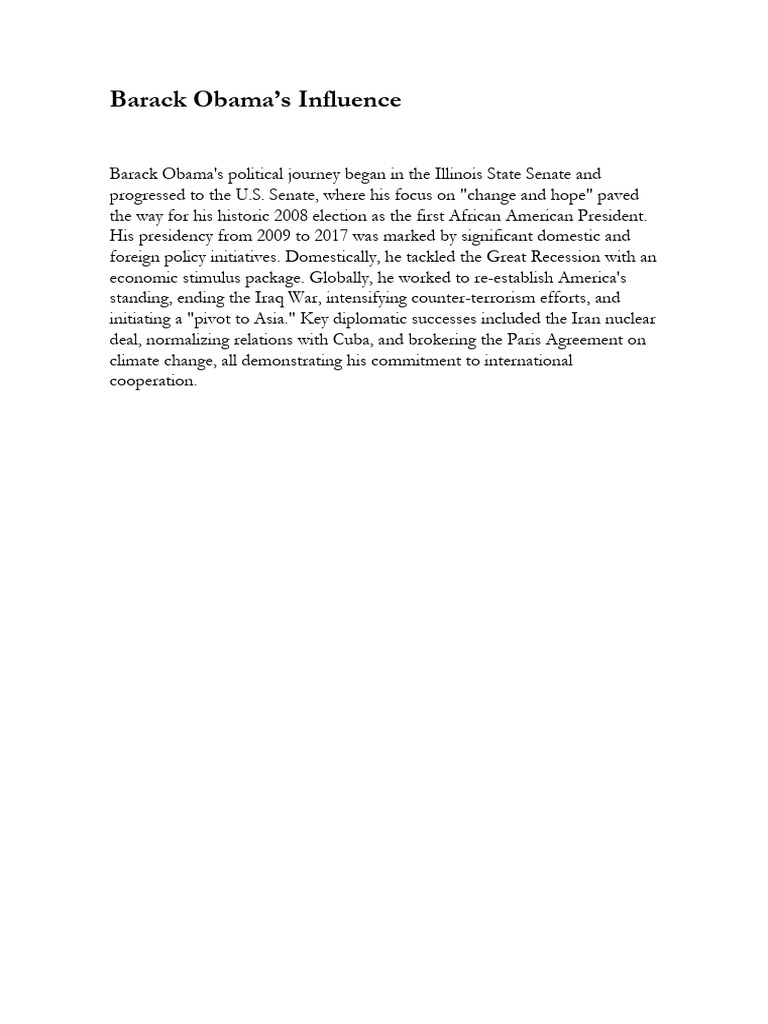 Barack Obama Exposition - Political Influences | PDF