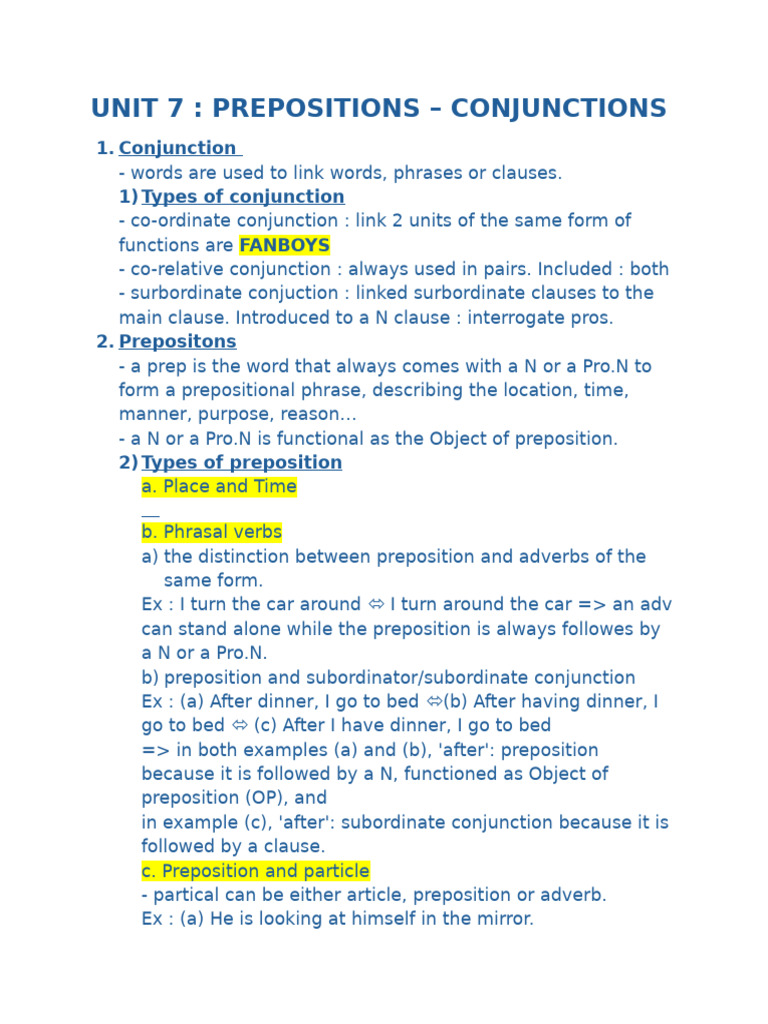Understanding Prepositions and Conjunctions | PDF