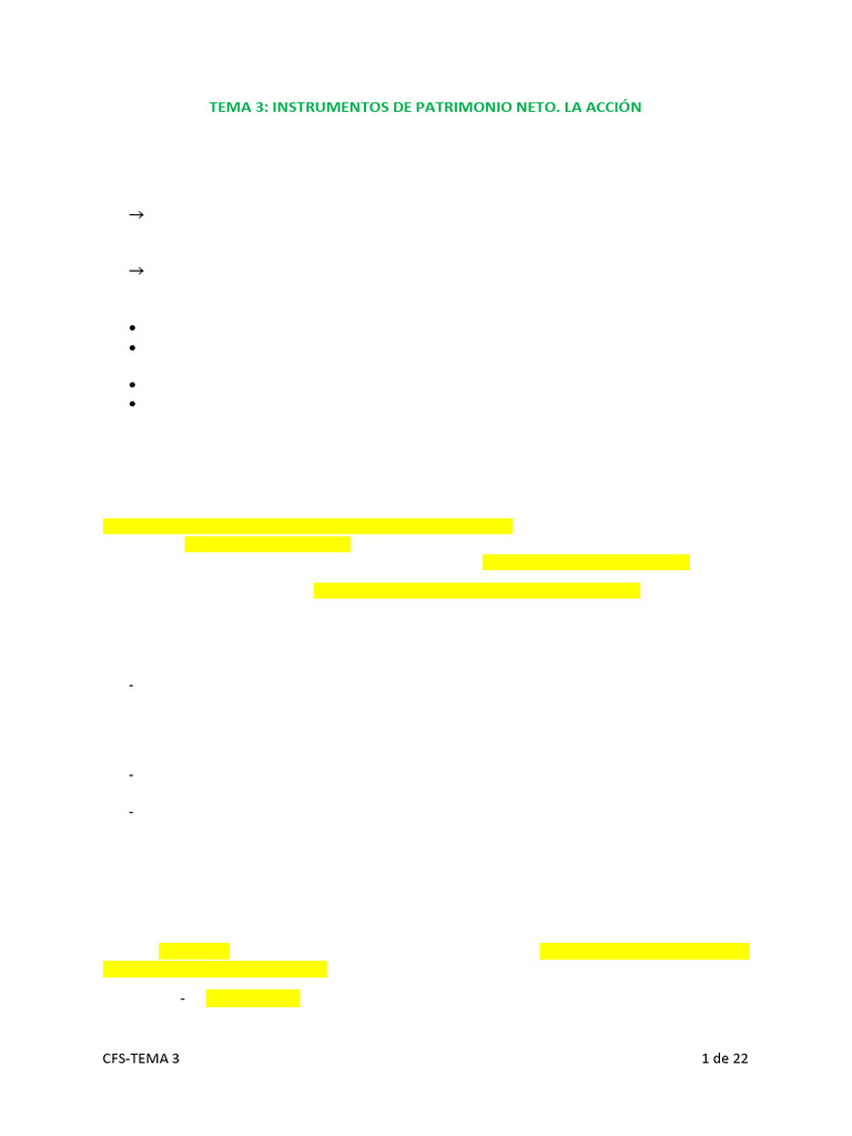 CFS_TEMA 3_LA ACCIÓN | PDF | Compartir (Finanzas) | Valor neto