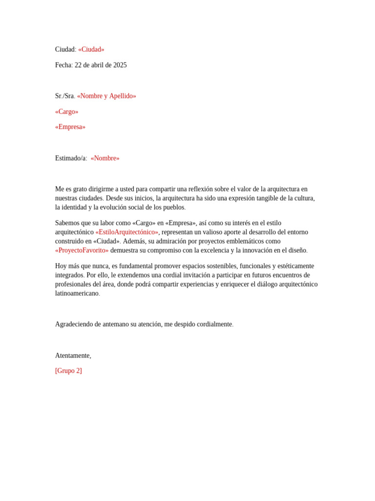 Carta de Correspondencia | PDF