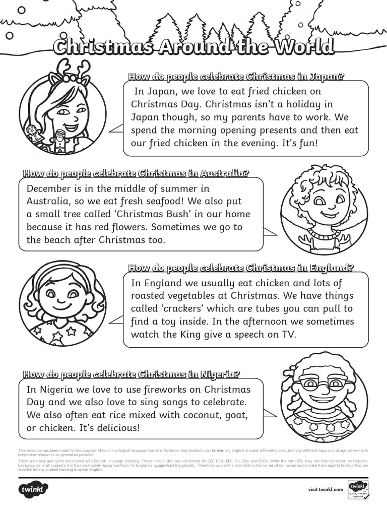 T 1668702342b Esl Christmas Around The World Reading Task Eco Black and ...