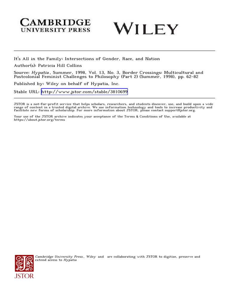 Patricia Hill Collins Intersectionality | PDF | Intersectionality | Family