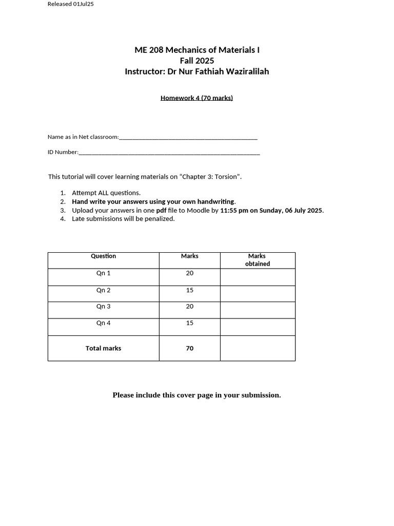 ME 208 HW 3 Torsion (1) (2) | PDF | Stress (Mechanics) | Mechanical Engineering