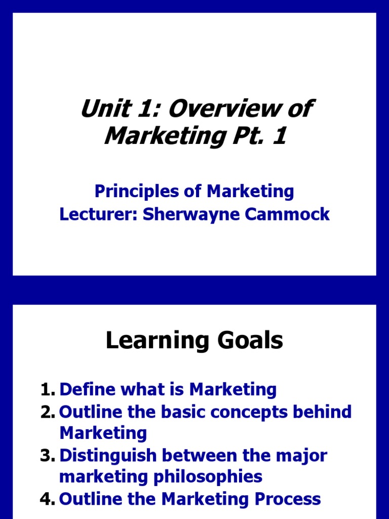 Unit 1 - Principles of Marketing | PDF | Customer Relationship ...