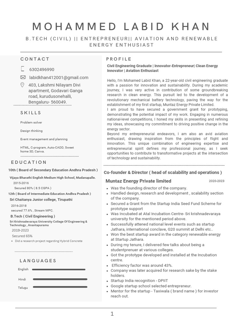 Labid - Resume + Startup Profile | PDF | Startup Company | Small ...
