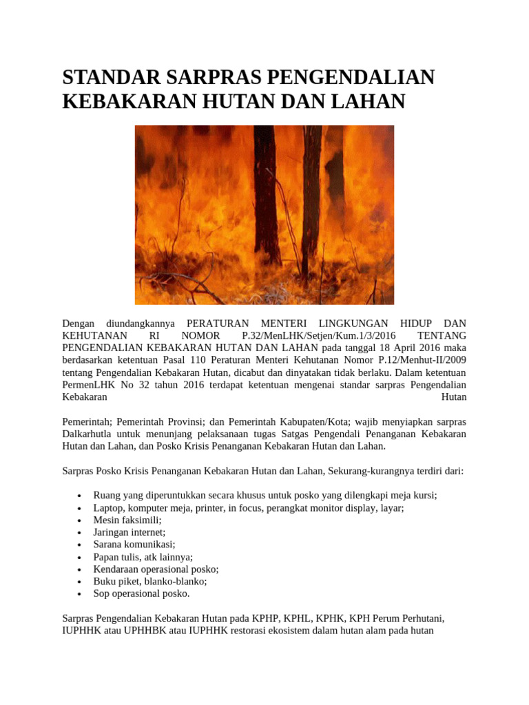 Standar Sarpras Pengendalian Kebakaran | PDF