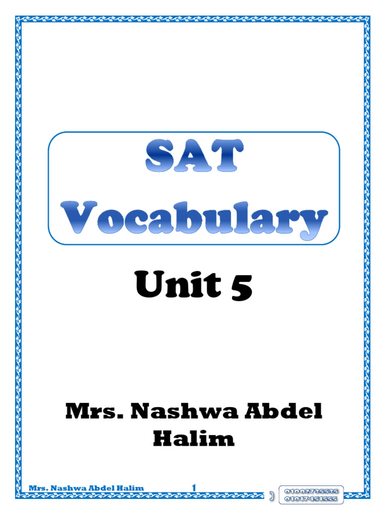 SAT Vocabulary Unit5 | PDF
