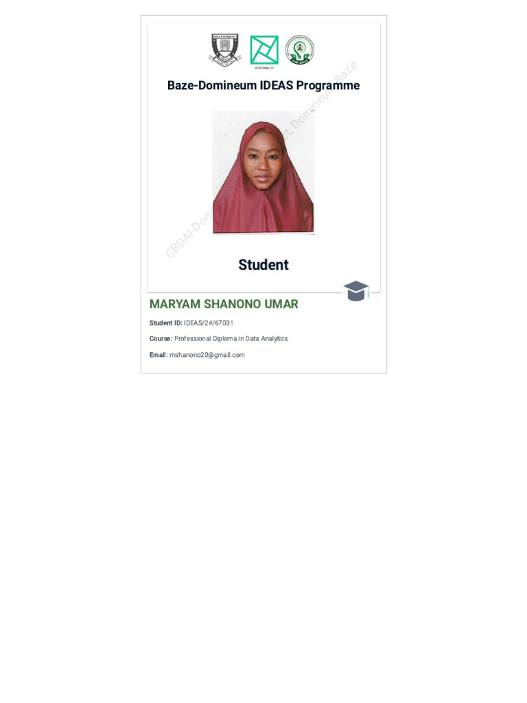 Baze University Abuja _ IDEAS Project - Maryam Shanono Umar | PDF