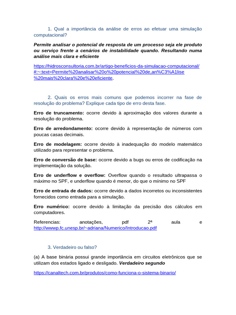 Análise de Erros em Simulações Computacionais | PDF | Aritmética ...