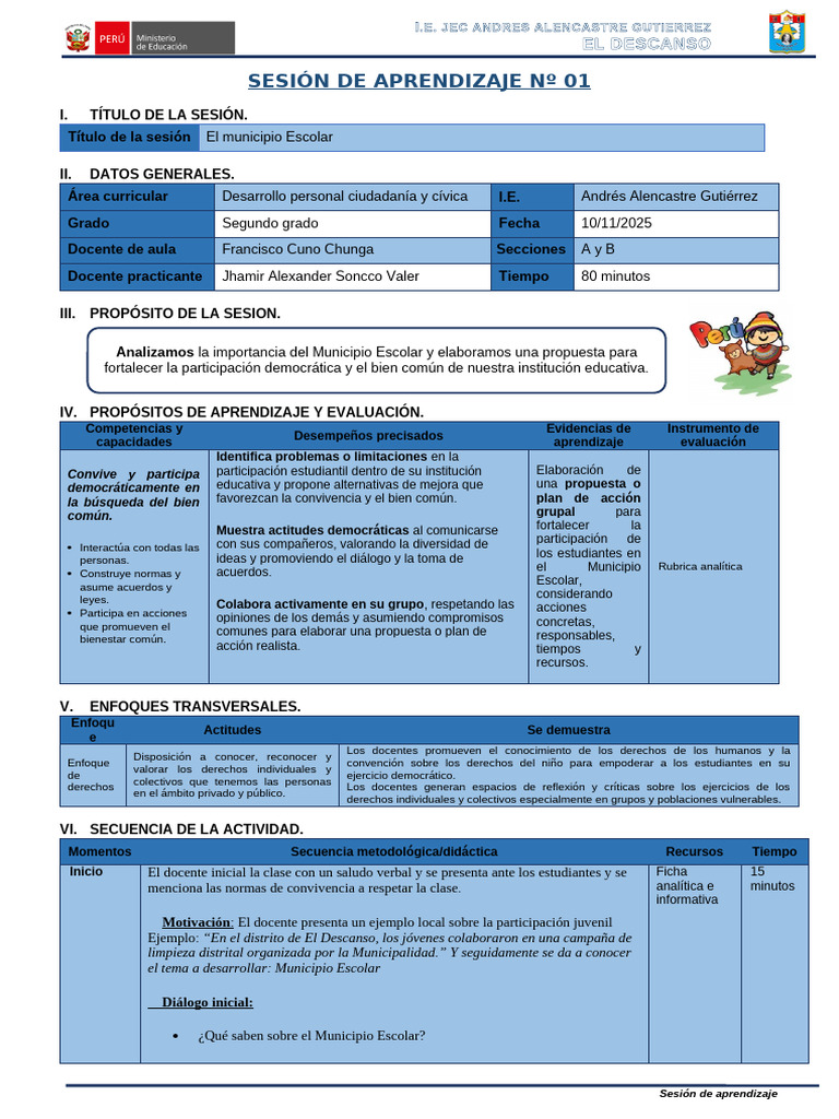 01 Sesion DPCC 2do | PDF | Evaluación | Maestros