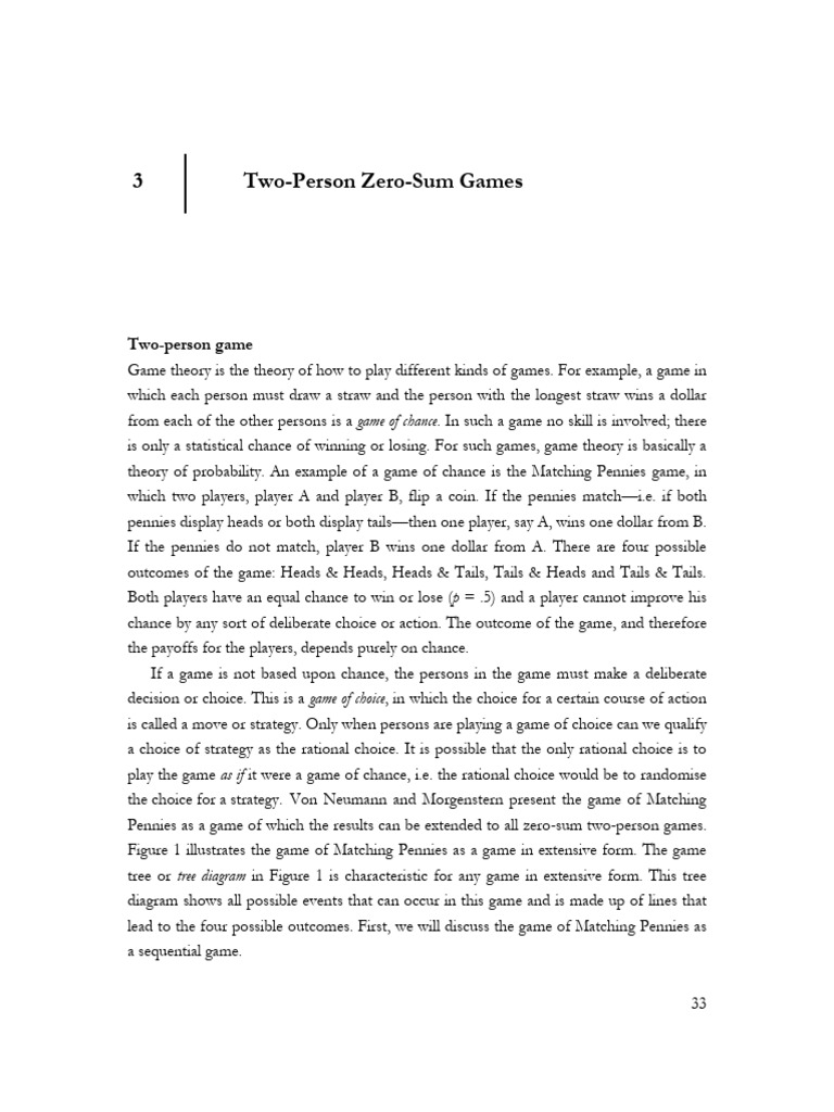 Chapter 3 Two-Person Zero-Sum Games Edit Final | PDF | Game Theory | Gaming