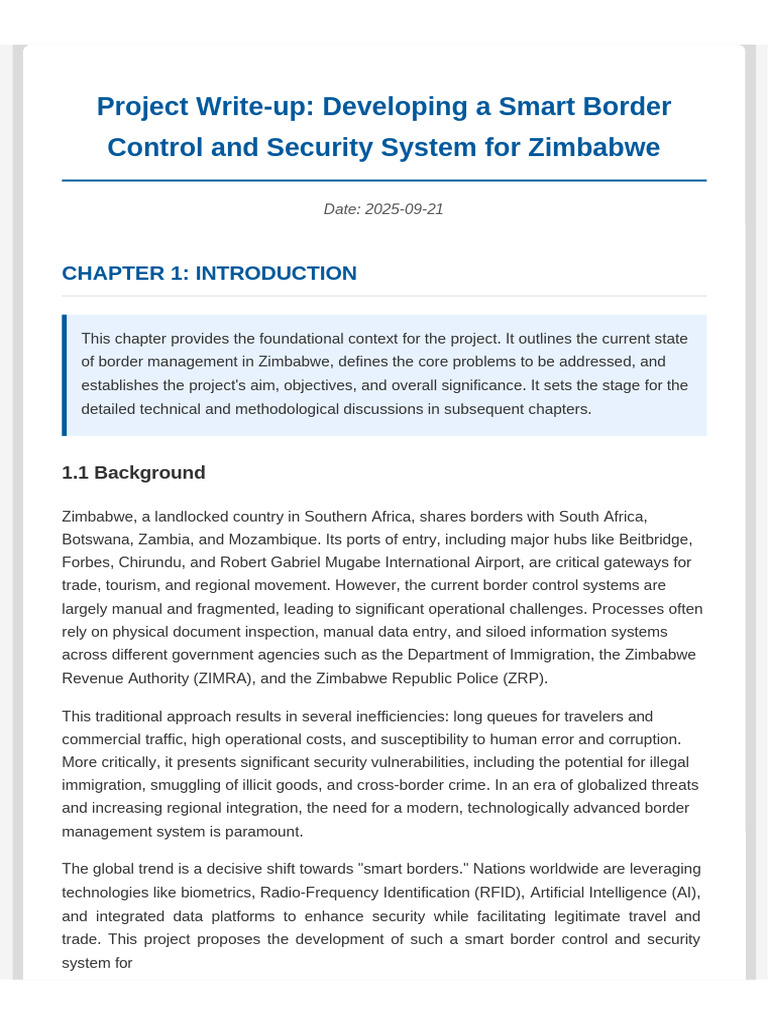 Smart Border Control System for Zimbabwe | PDF | Biometrics | Identity ...