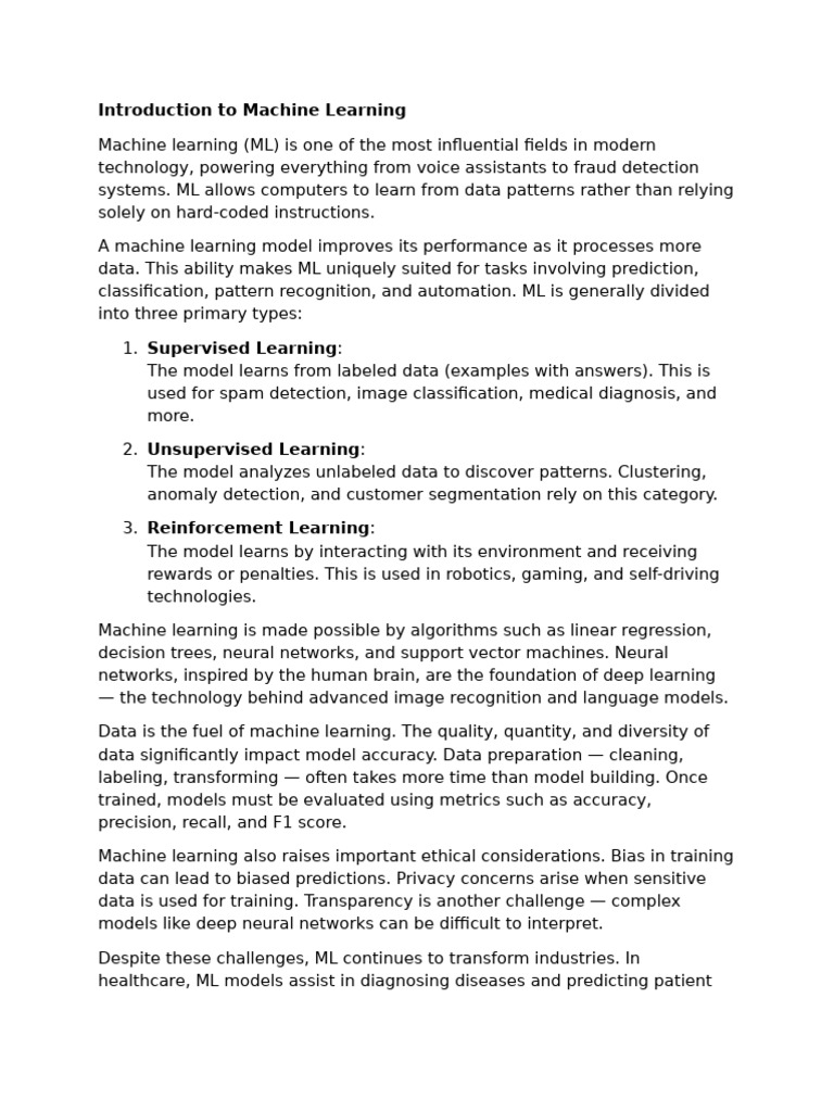 Introduction to Machine Learning | PDF | Machine Learning | Applied Mathematics