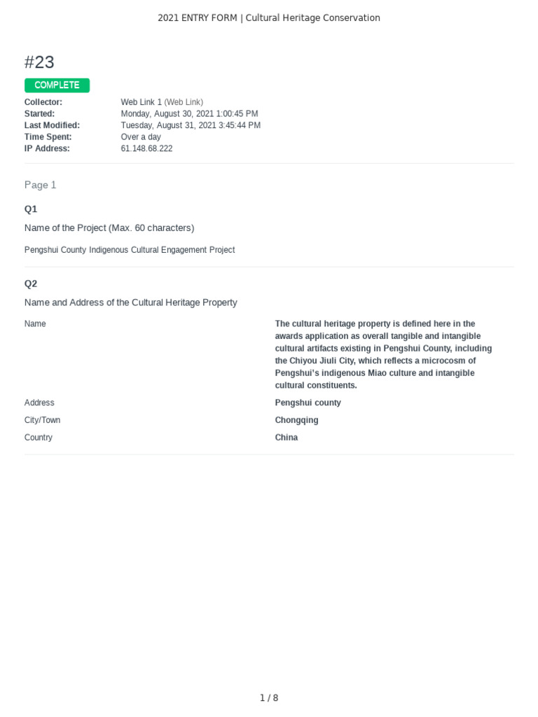 Entry Form - Pengshui County Indigenous Cultural Engagement Project ...