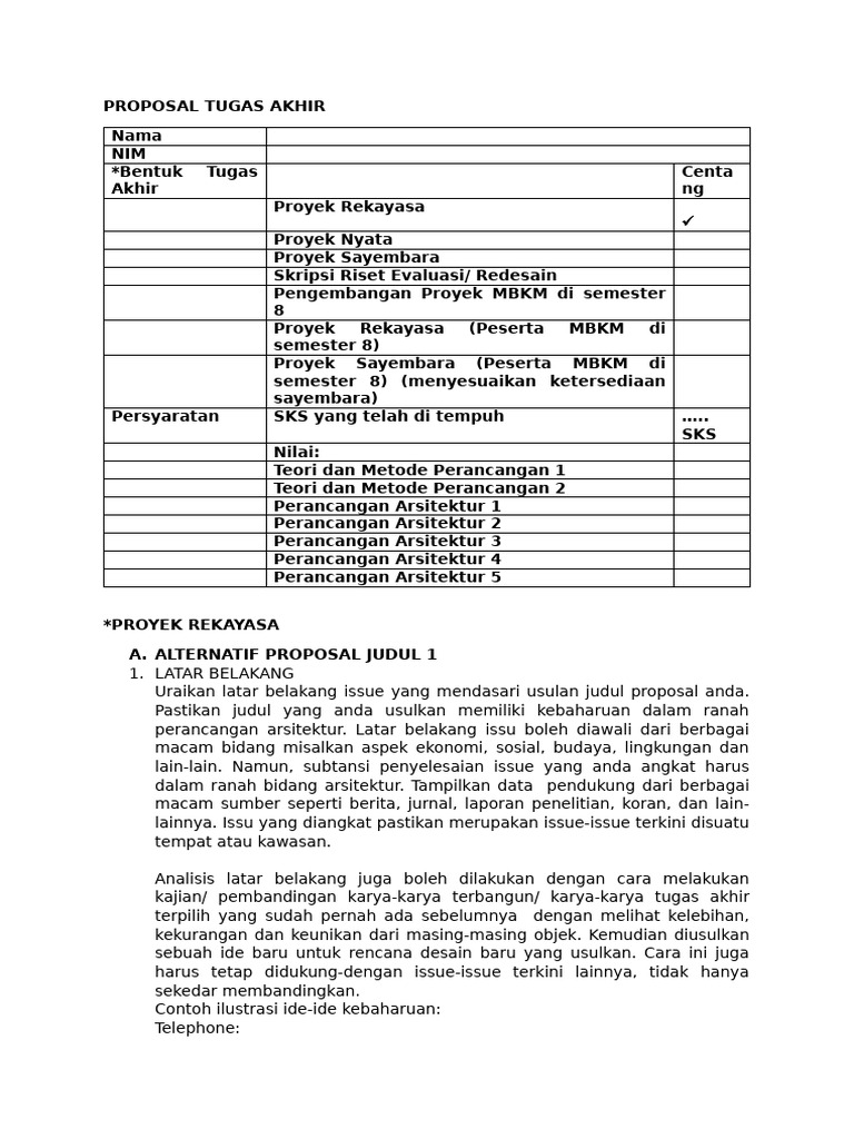 Proposal Tugas Akhir Arsitektur MBKM | PDF