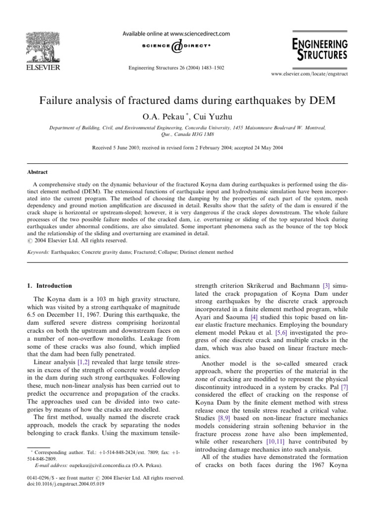 2004 Failure Analysis of Fractured Dams During Earthquakes by DEM | PDF ...