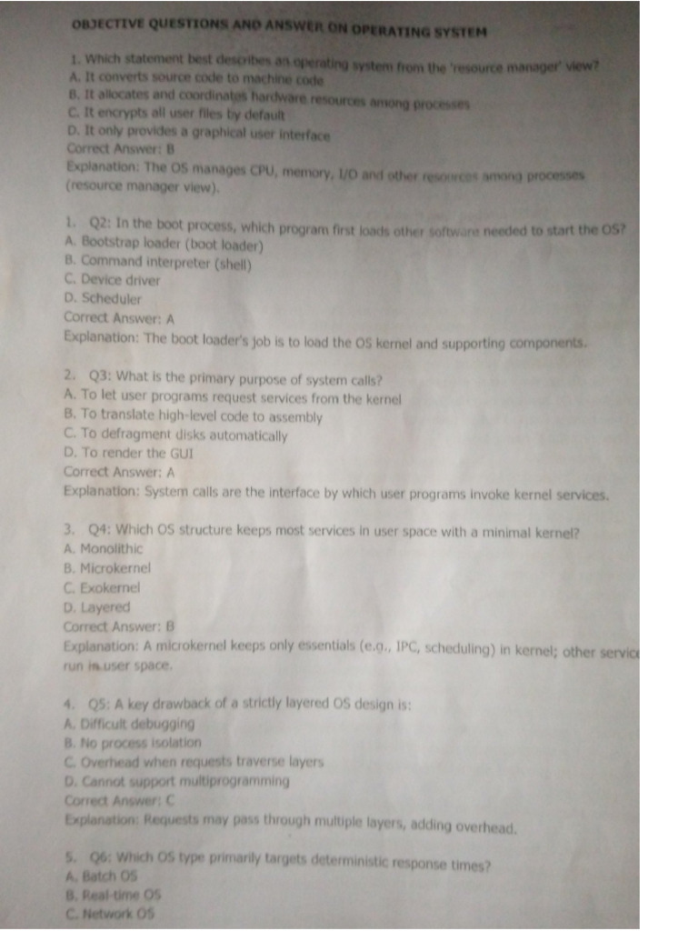 Operating System P&Q | PDF