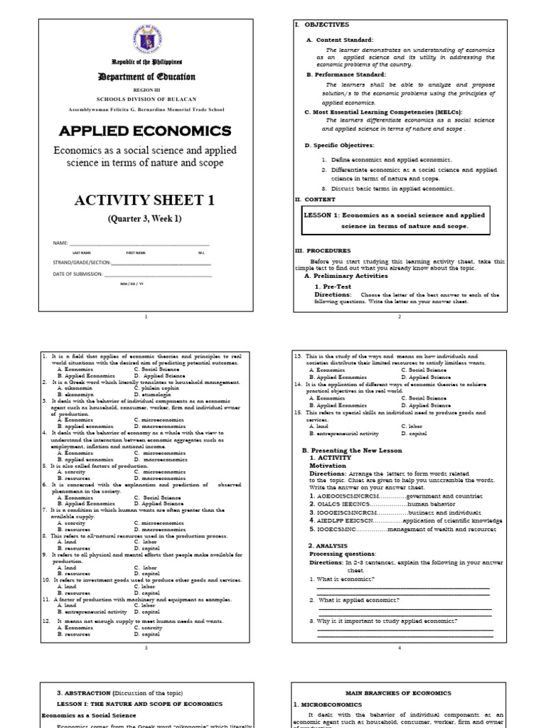 Copy of Q3 W1 AppliedEco-LAS_Bayrante_DelaCruz | PDF | Economics | Macroeconomics