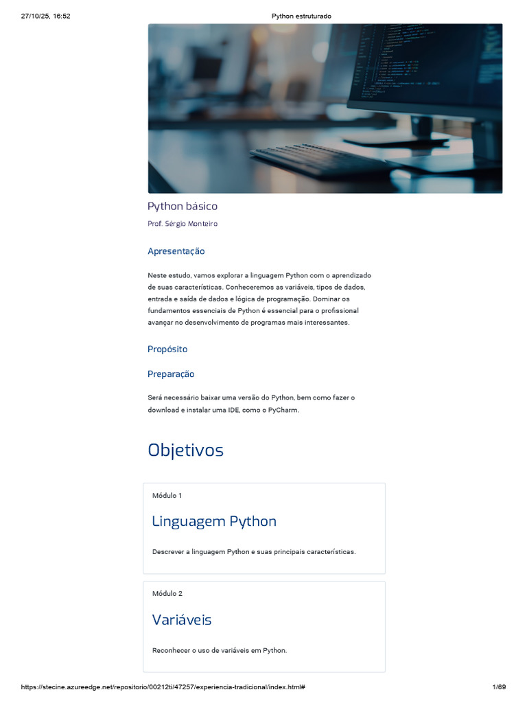 Python estruturado: aula completa para estudar | PDF | Python ...