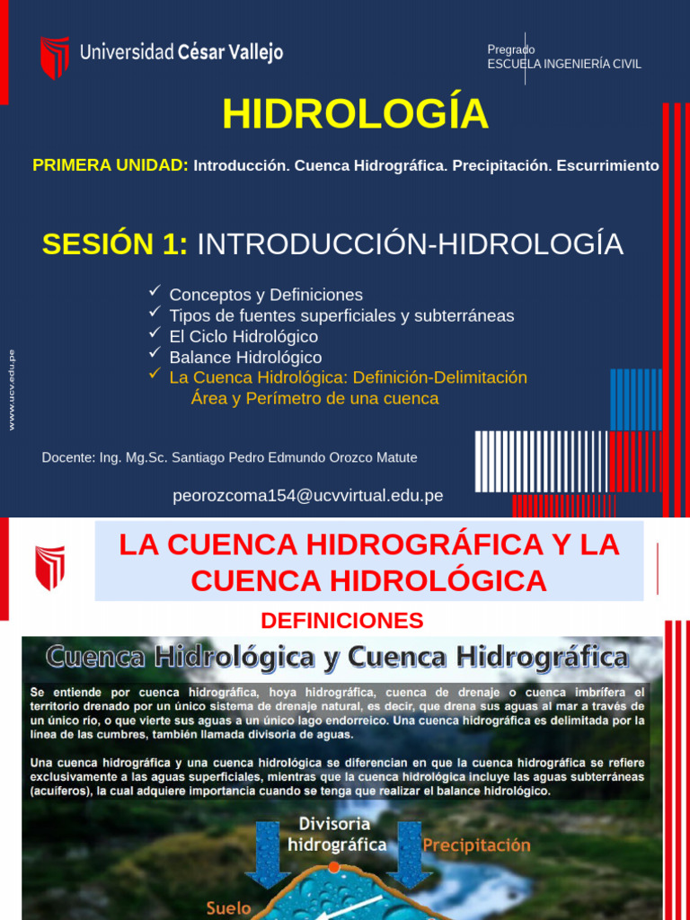 5.-SESION 1_INTRO-HIDRO 3_Cuenca Hidrologica | PDF | Cuenca de drenaje | Hidrología