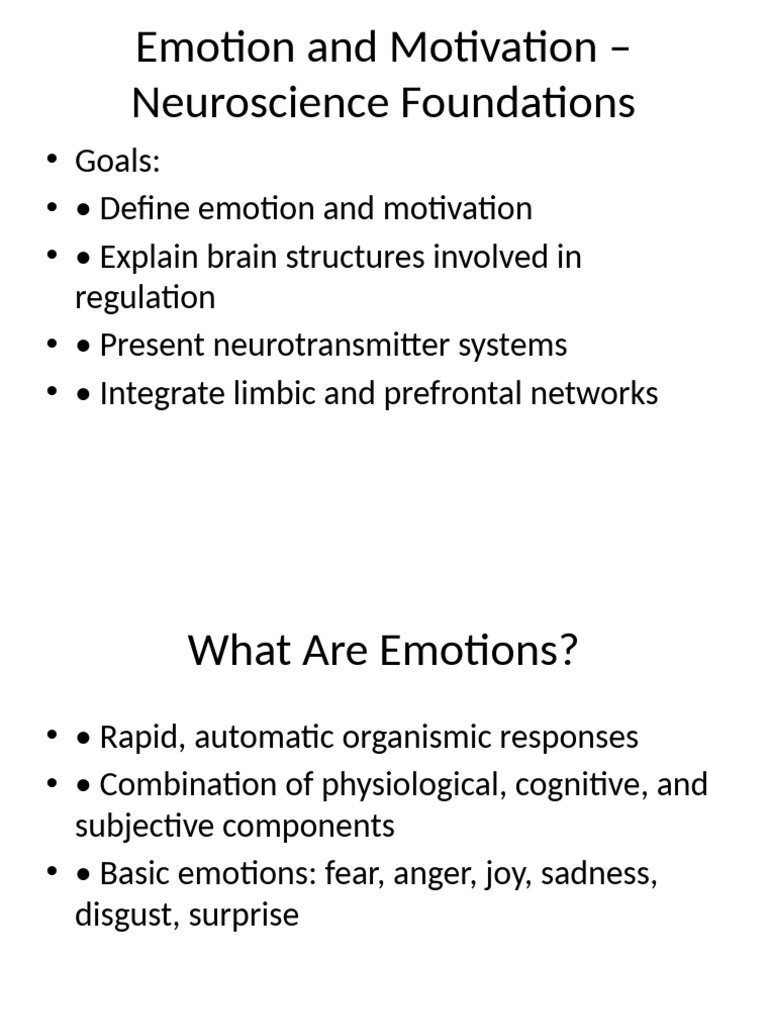 Neuroscience of Emotion and Motivation | PDF | Reward System | Emotions
