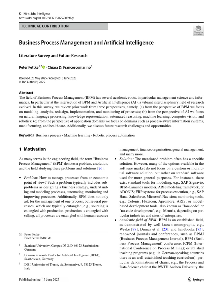 Business Process Management and Artificial Intelli | PDF | Business Process Management ...