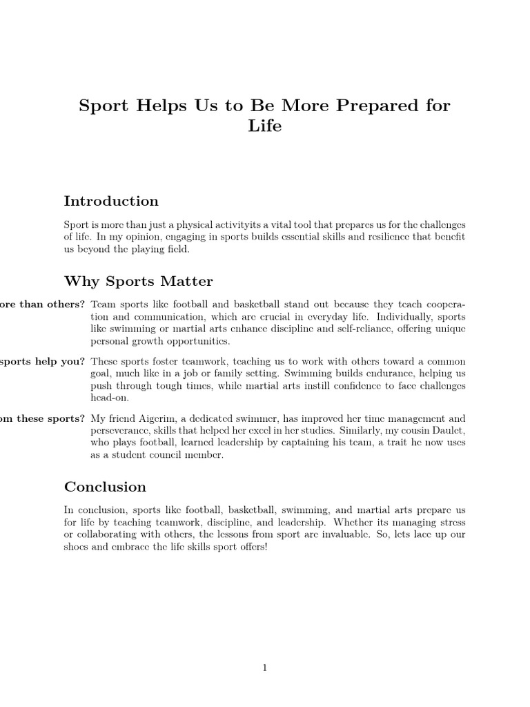 Sport Helps Us To Be More Prepared For Life: 1. What Sports Can Help ...