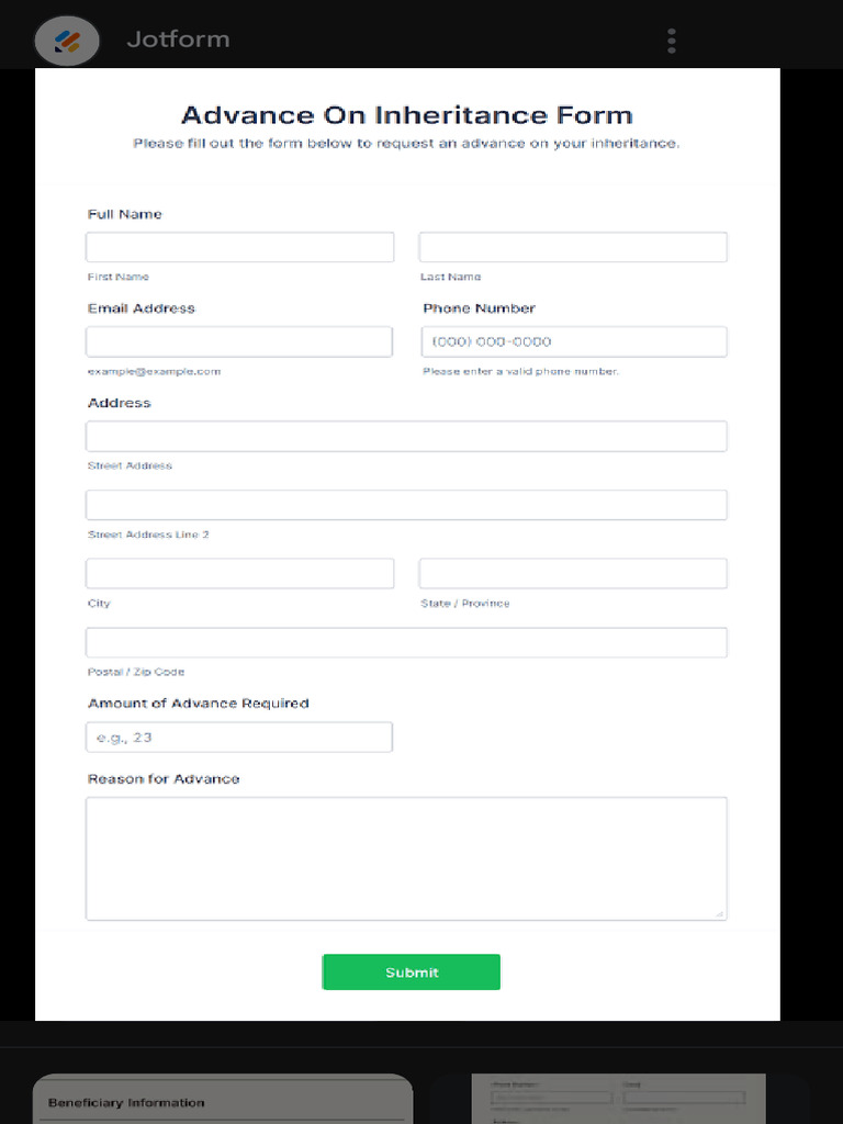Inheritance Form Template - Jo!orm | PDF