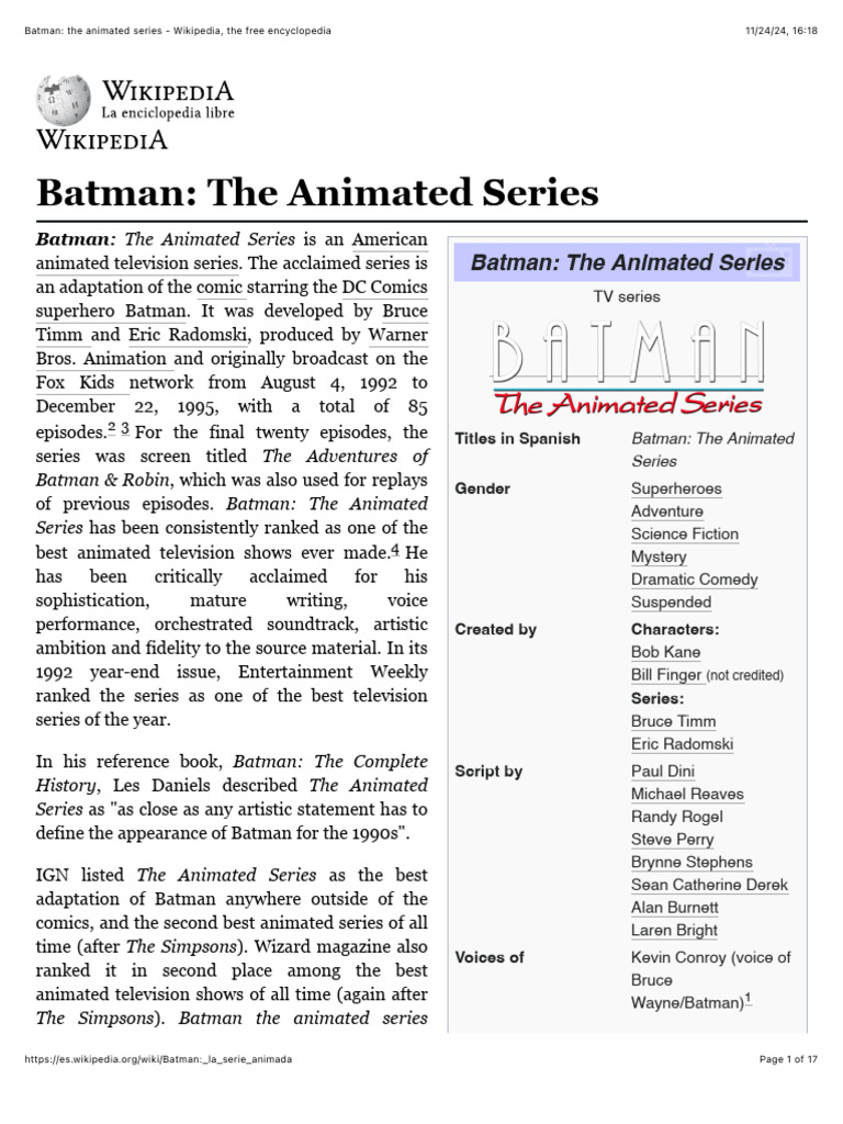 Batman: The Animated Series - Wikipedia, The Free Encyclopedia | PDF ...