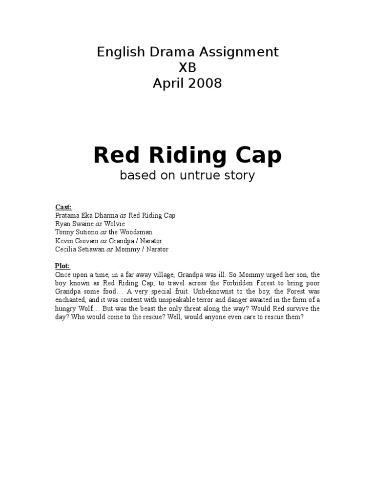 Red Riding Cap Drama Script | PDF