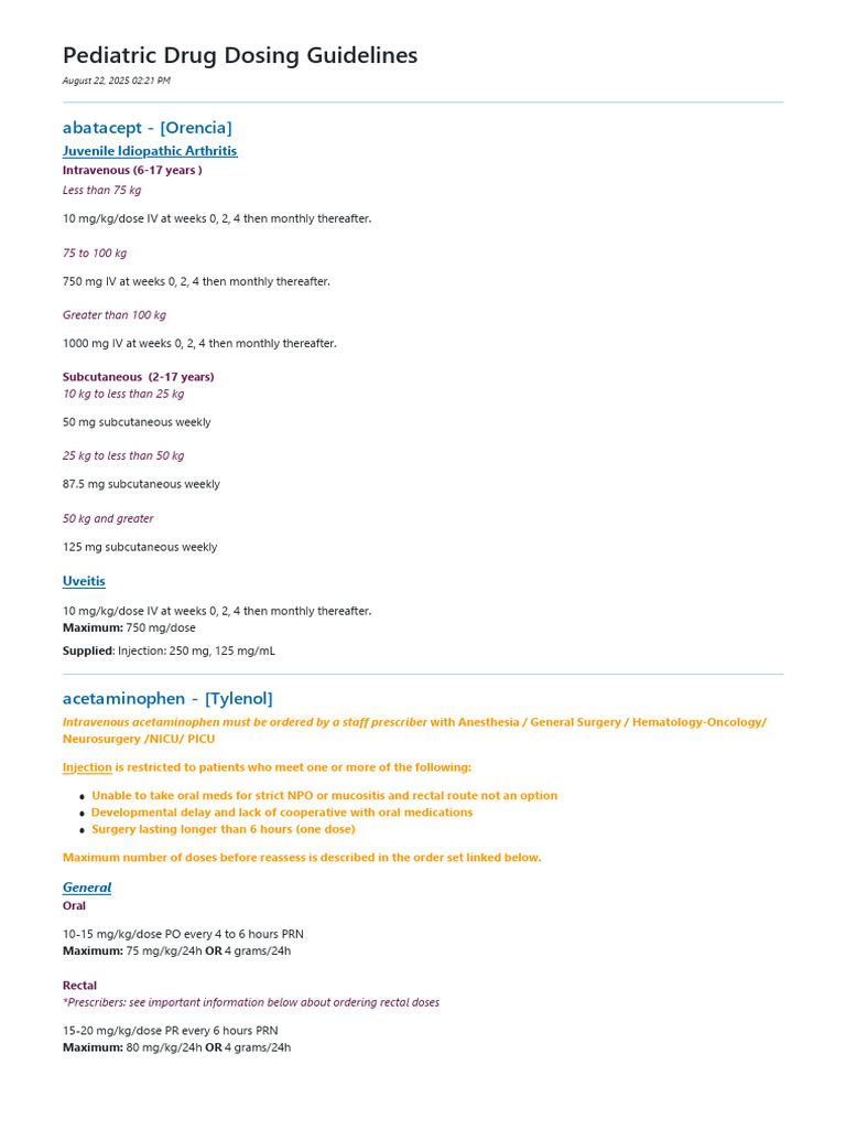 Pediatric Drug Dosing Guidelines | PDF | Opioid Use Disorder | Addiction