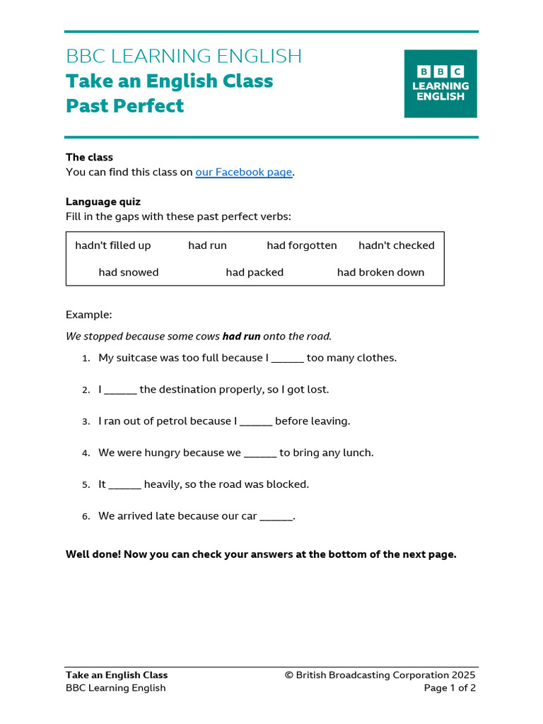 Take An English Class With Phil (Past Perfect) | PDF