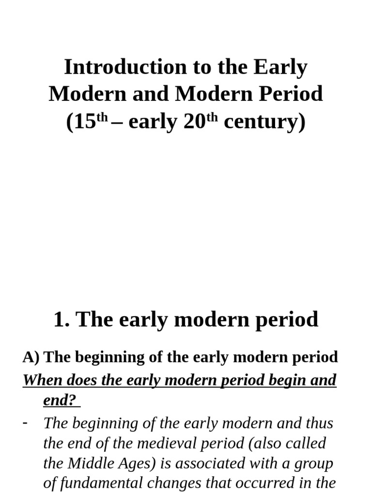 Introduction To The Early Modern and Modern Period | PDF