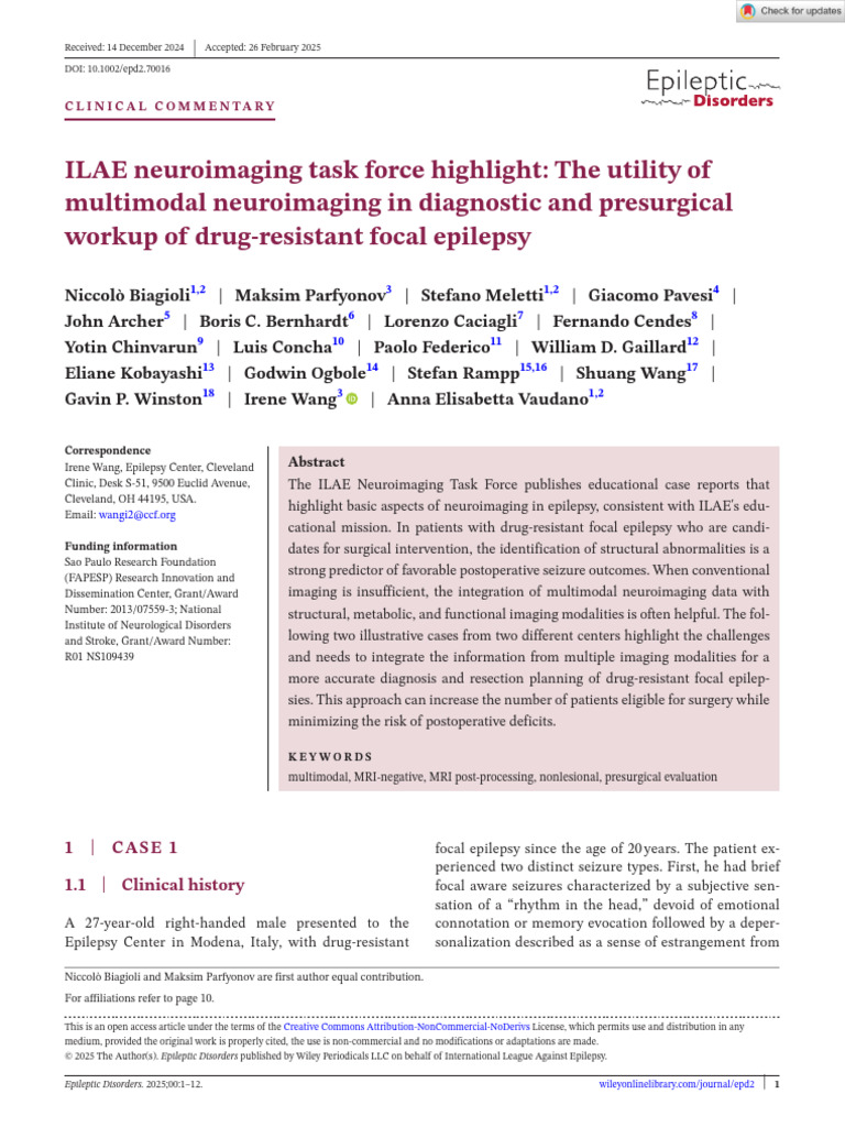 Epileptic Disorders - 2025 - Biagioli - ILAE Neuroimaging Task Force ...