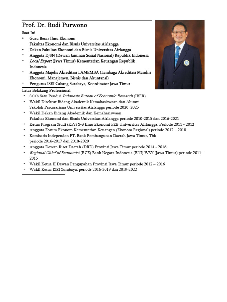 CV Prof Rudi Purwono | PDF