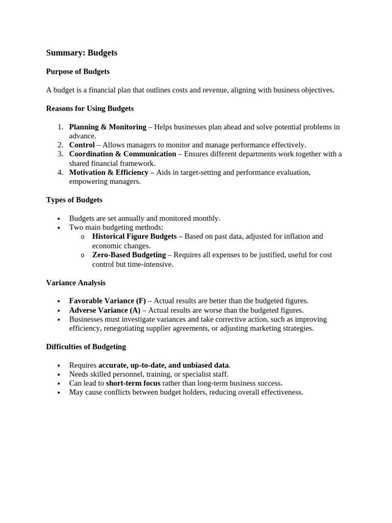 Understanding Business Budgets and Their Purpose | PDF