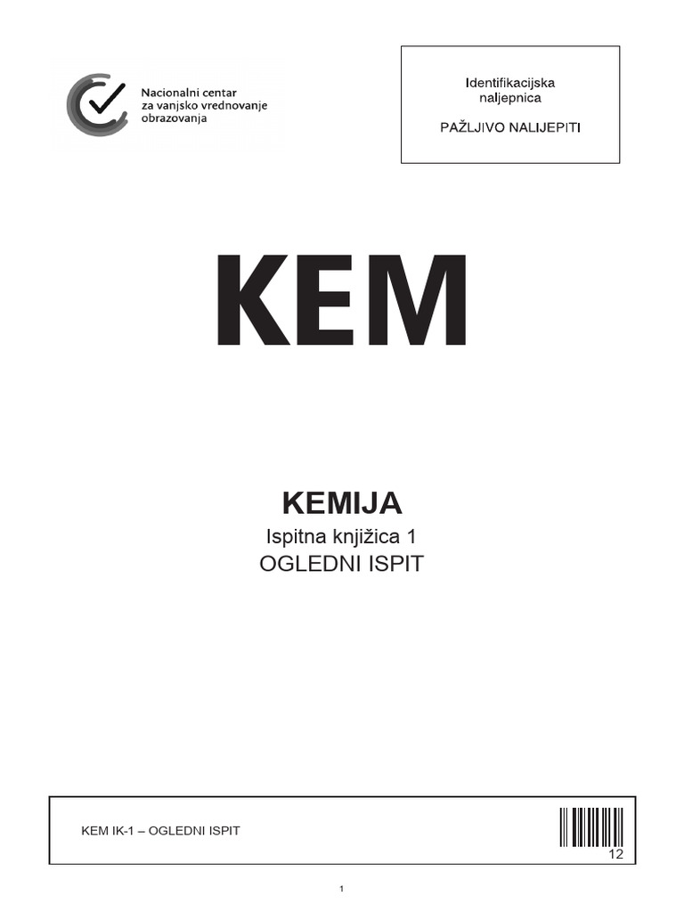 Kem Ik 1 - Ogledni Ispit | PDF