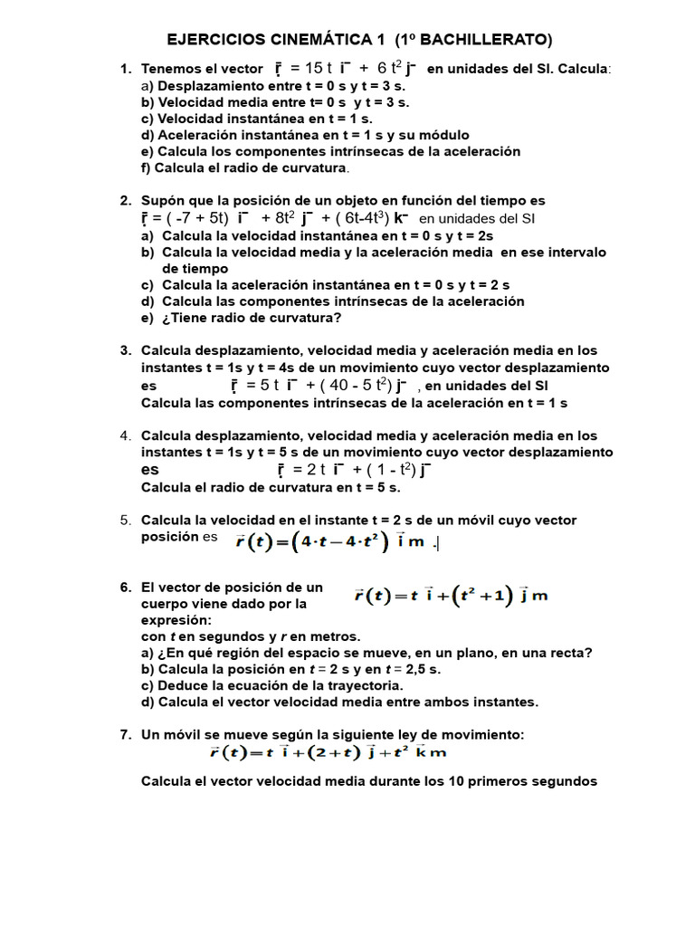 EJERCICIOS_CINEMATICA_1 | PDF