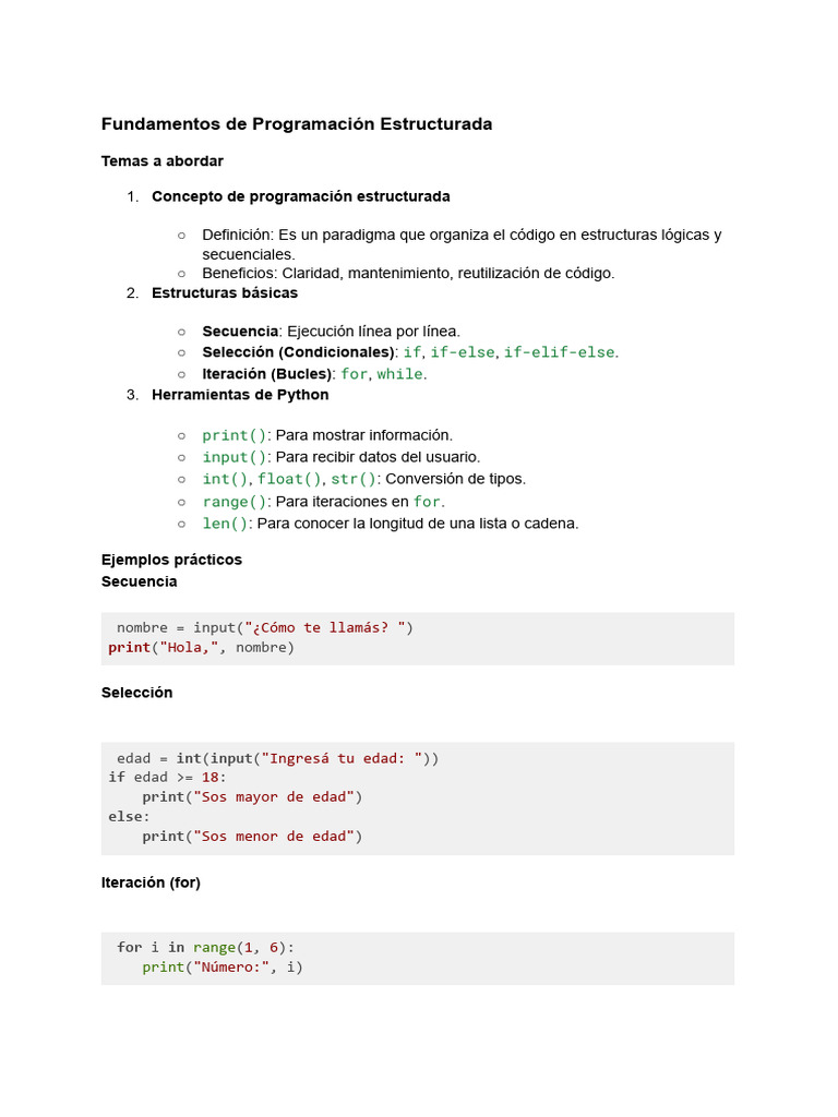 Fundamentos de Programación Estructurada | PDF | Ingeniería de Sistemas ...
