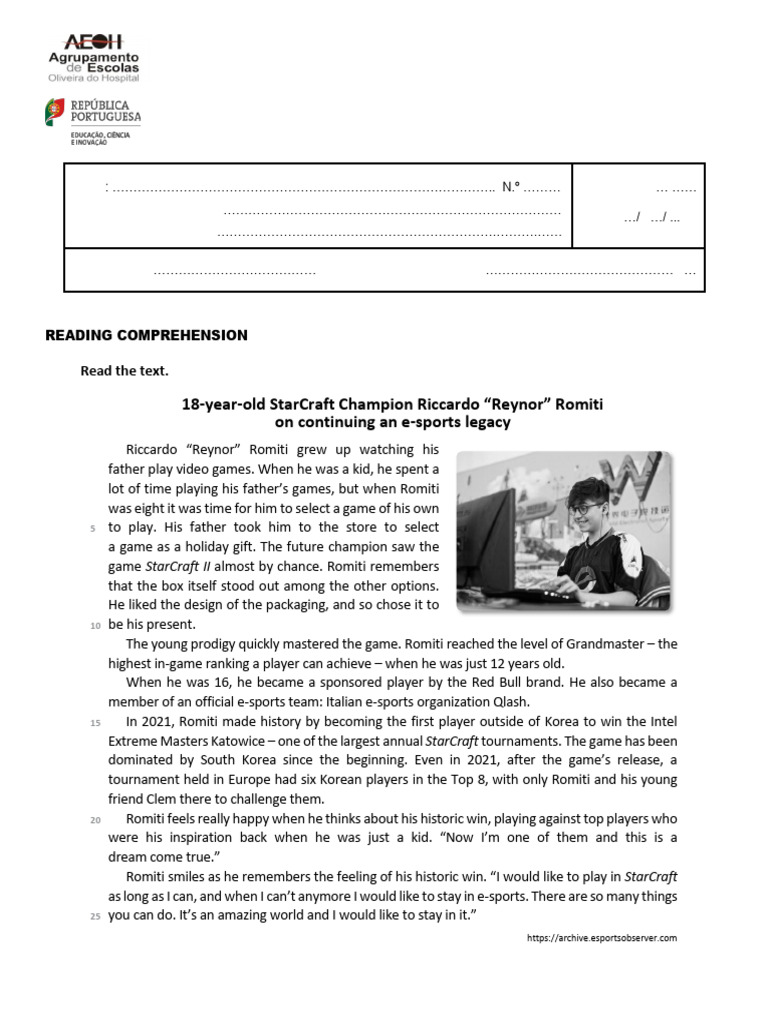 English Assessment: Reading & Writing Skills | PDF