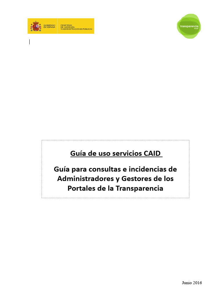 Guia de Uso Servicios CAID - Guia de Soporte A Responsables Tecnicos | PDF
