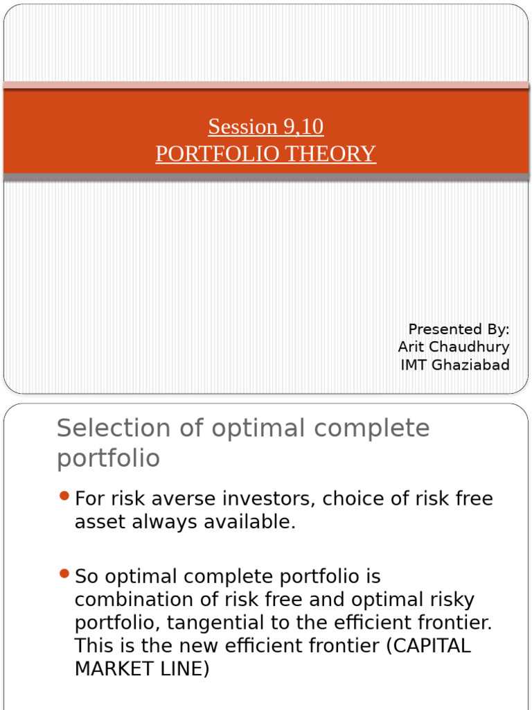 Capital Market Line and Portfolio Theory | PDF | Modern Portfolio ...
