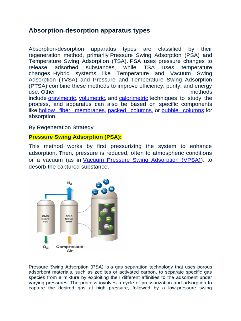 Absorption-Desorption Apparatus Types (2) | PDF | Adsorption | Chemistry