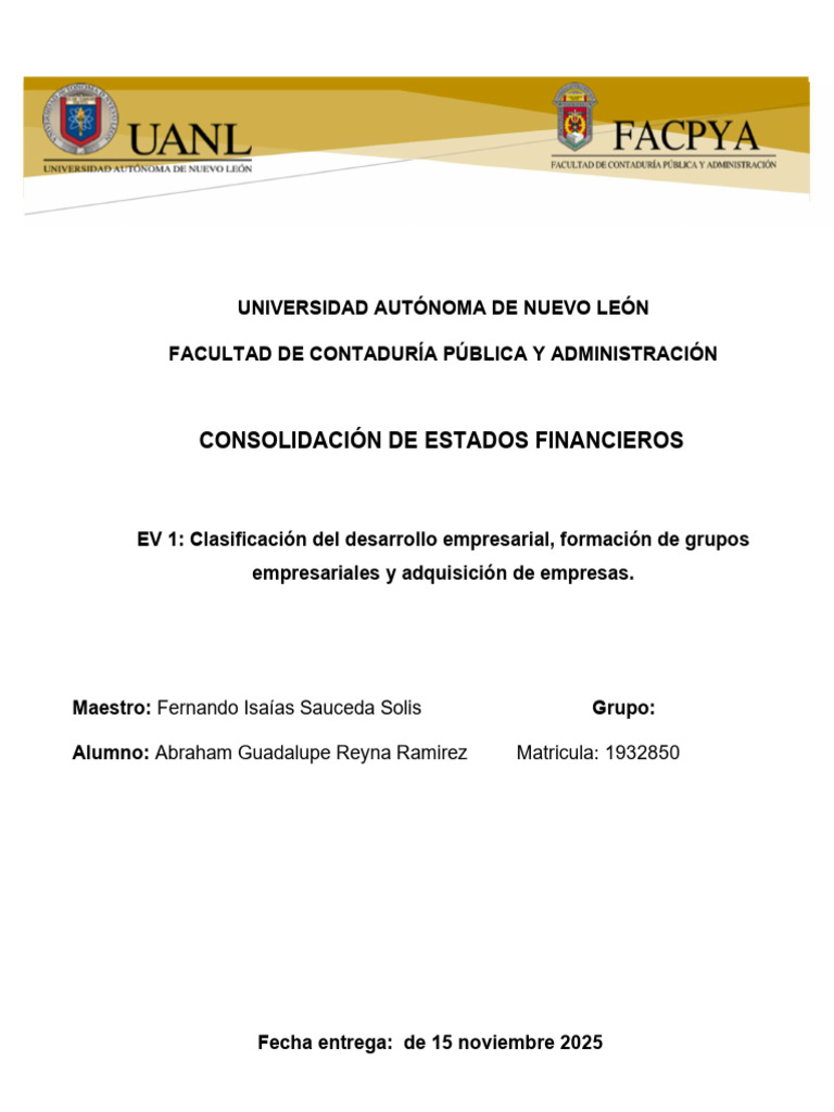 EV1 Abraham Reyna | PDF | Business | Valoración (Finanzas)