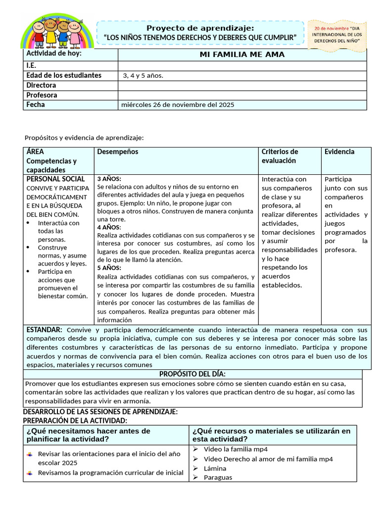 Actividades de Aprendizaje sobre la Familia | PDF | Aprendizaje | Salón ...