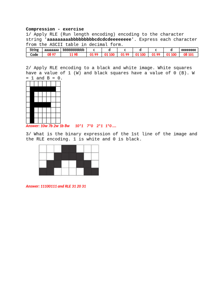 RLE Encoding Techniques and Examples | PDF