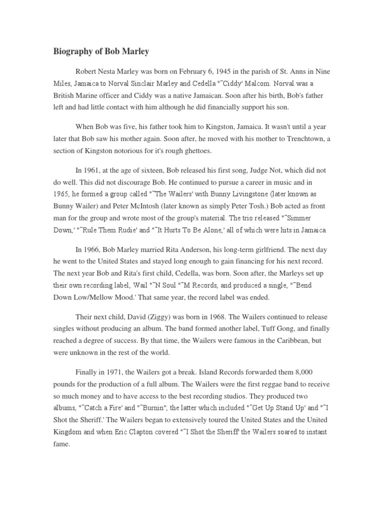 Bob Marley: A Life in Music | PDF | Bob Marley | Reggae