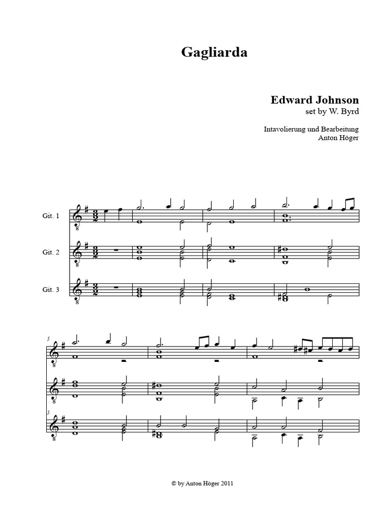 Gagliarda d'Edward Johnson pour guitare | PDF | Ouverture (échecs) | Échecs