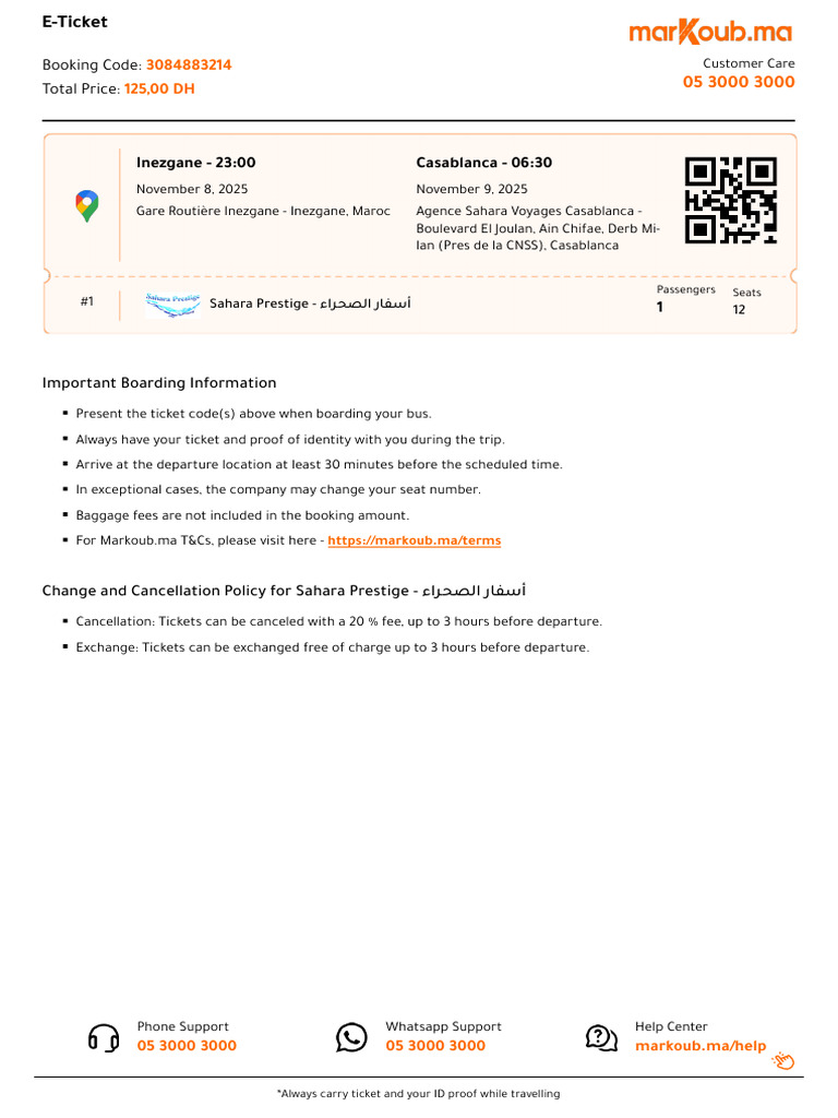 Markoub 3084883214 Eticket | PDF